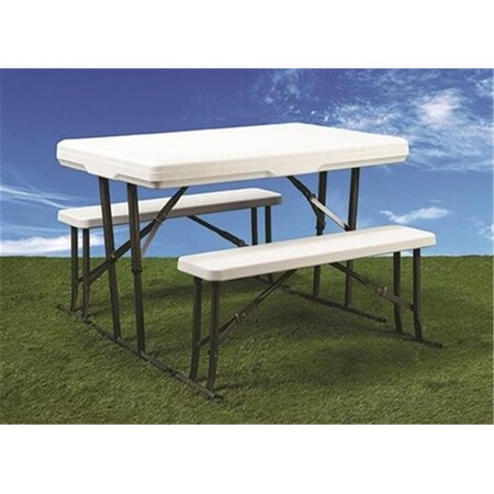 Sekkusu Furniture 69863 Folding White Picnic Table & Nesting Benches SE3572144 | Zoro